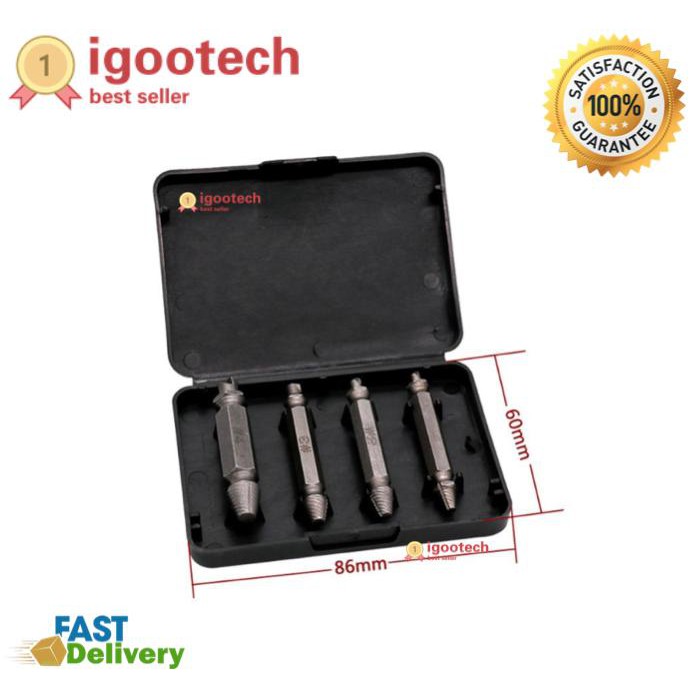igootech tool set ชุดเครื่องมือถอนหัวน็อต สกรู ตะปู ที่ชำรุด 4 ชิ้น พร้อมกล่อง | Shopee Thailand