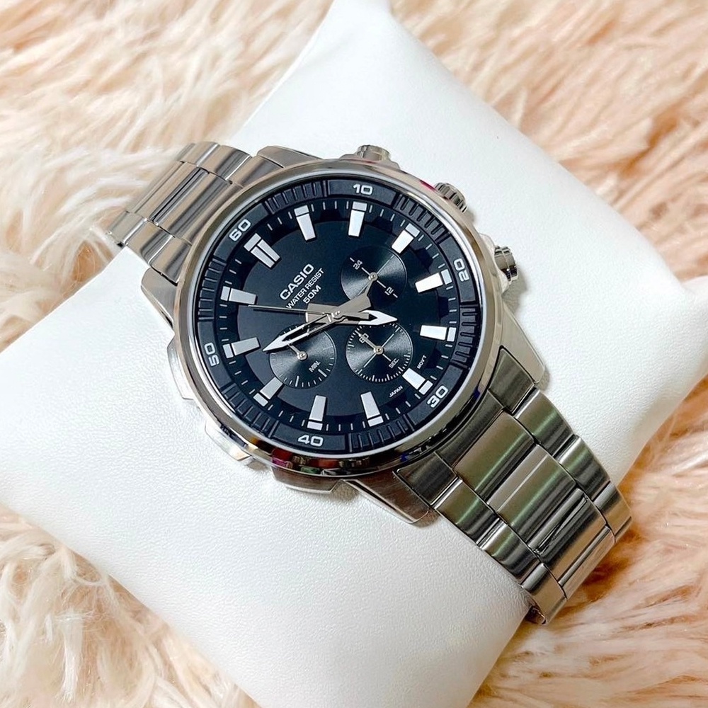 นาฬิกาข้อมือ Casio Standard Men Chronograph MTP-E505(CMG) รุ่น MTP-E505-1A MTP-E505-2A MTP-E515D ...