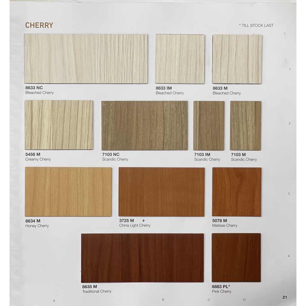 แผ่นลามิเนต TD Board ลายไม้ Cherry ขนาด 120 x 240 ซม. หนา 0.7 มม. ใช้ ...