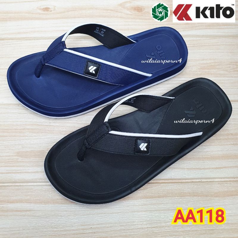 Kito รองเท้าแตะหูหนีบรุ่น AA118 ไซส์ 40-43 สีดำ / สีกรม | Shopee Thailand