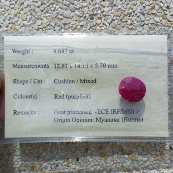 #9.68ct #ทับทิมพม่าเผาเก่าเจียระไน #Certified Natural Burma Ruby | Shopee Thailand