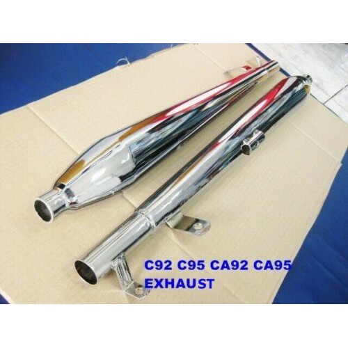 VINTAGE EXHAUST MUFFLER SET "NEW" Fit For HONDA C92 C95 CA92 CA95 // ท่อไอเสีย คู่ เหล็กชุบโครเ ...