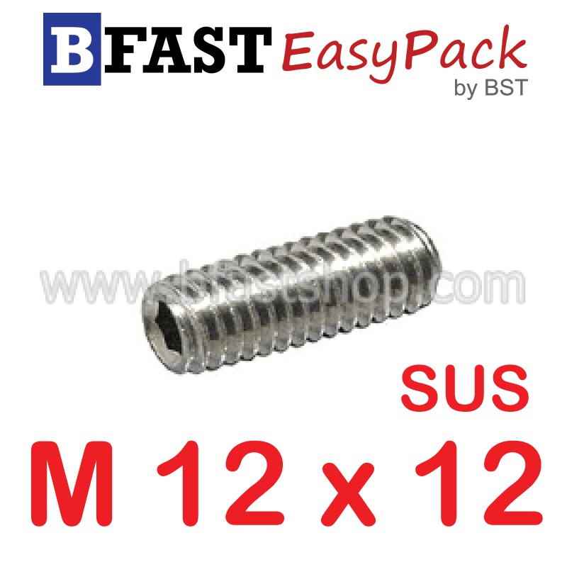 สกรูตัวหนอนสแตนเลส SUS M12 x 12 ถึง 50 | Shopee Thailand