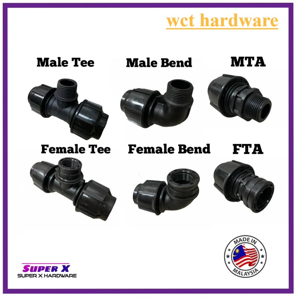 อุปกรณ์ท่อโพลี [PN16] HDPE SIRIM Tebal 20mm 25mm 32mm 1/2" 3/4" 1" MTA ...