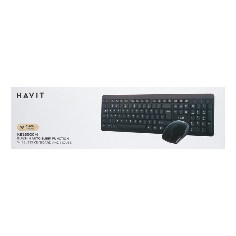 HAVIT Combo KB260GCM Keyboard + Wireless Mouse (Black) | Shopee Thailand