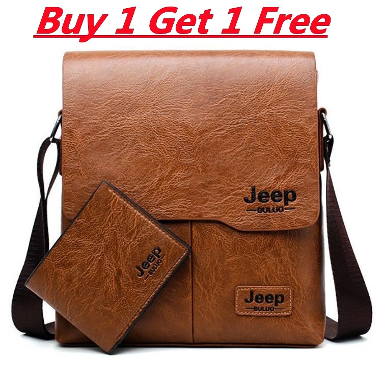 JEEP BULUO Man's Bag 2PC/Set Men Leather Messenger Shoulder Bags ...