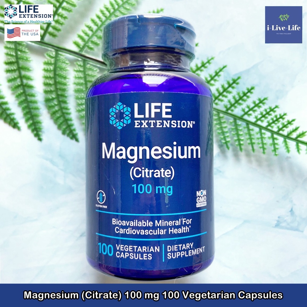 Life Extension - Magnesium (Citrate) 100 mg 100 Vegetarian Capsules ...