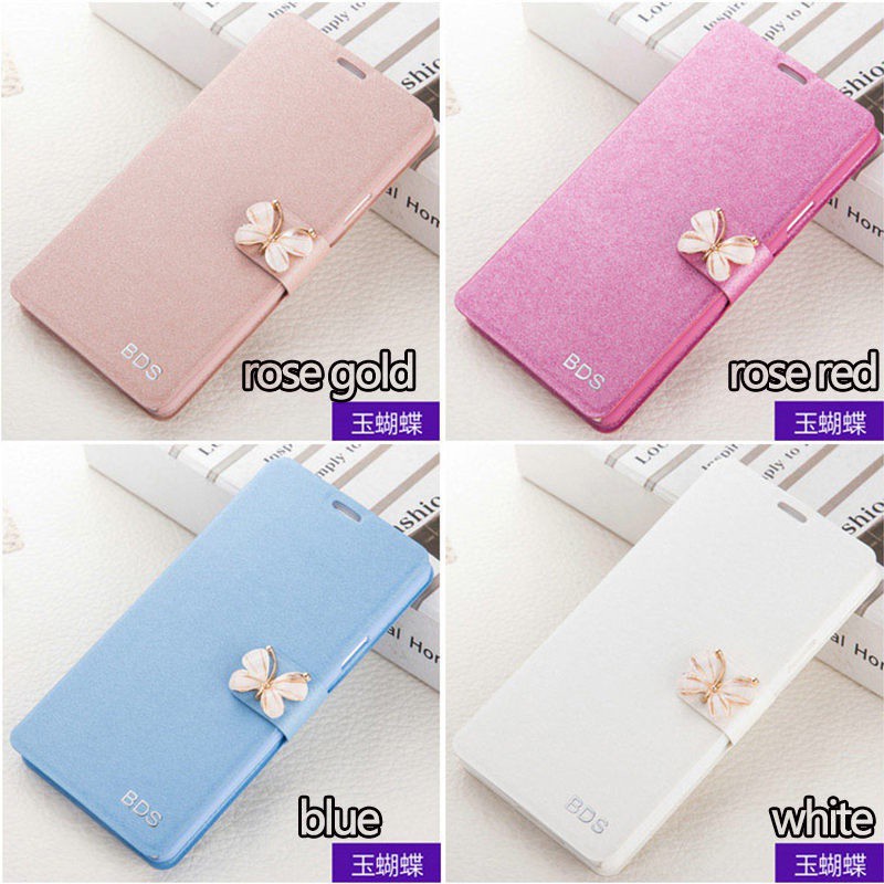 Butterfly เคส Samsung Galaxy A6 A8 plus A6+ A8+ 2018 S9 S9+ C9 Pro Note8 ฝาพับหนัง ซองหนังพลิก ...