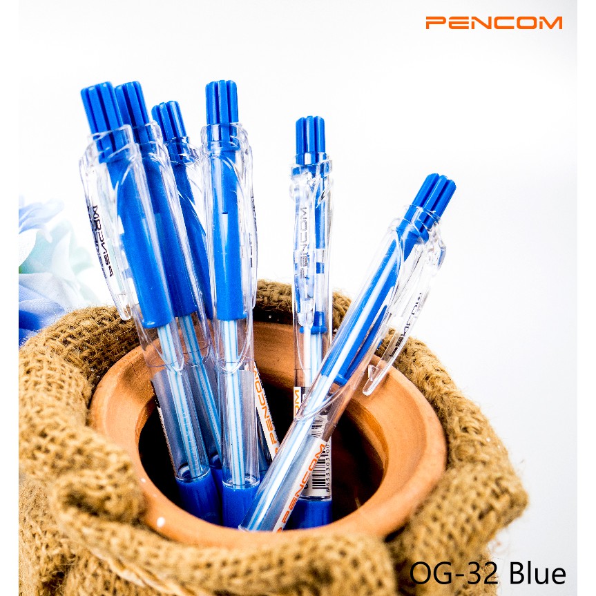 ปากกาลูกลื่นสีน้ำเงิน ขนาดหัวปากกา 0.5 mm. Pencom OG32-BL Ball Pen ...