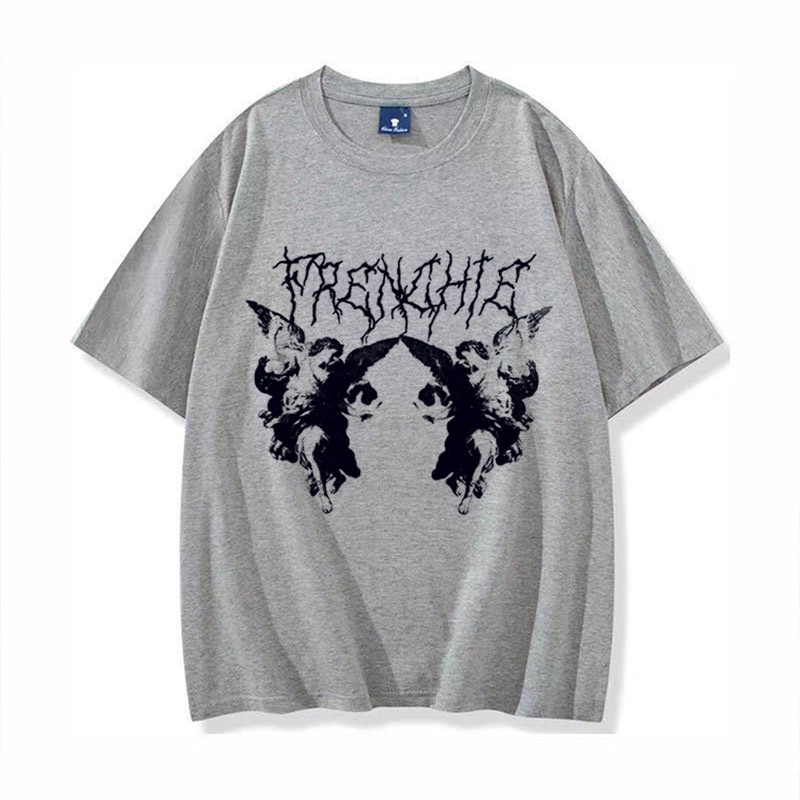 เสื้อยืดครอปท็อป ลาย Cyber Gothic Y2k Yk2 สีน้ําตาล สไตล์วินเทจ สําหรับ ...