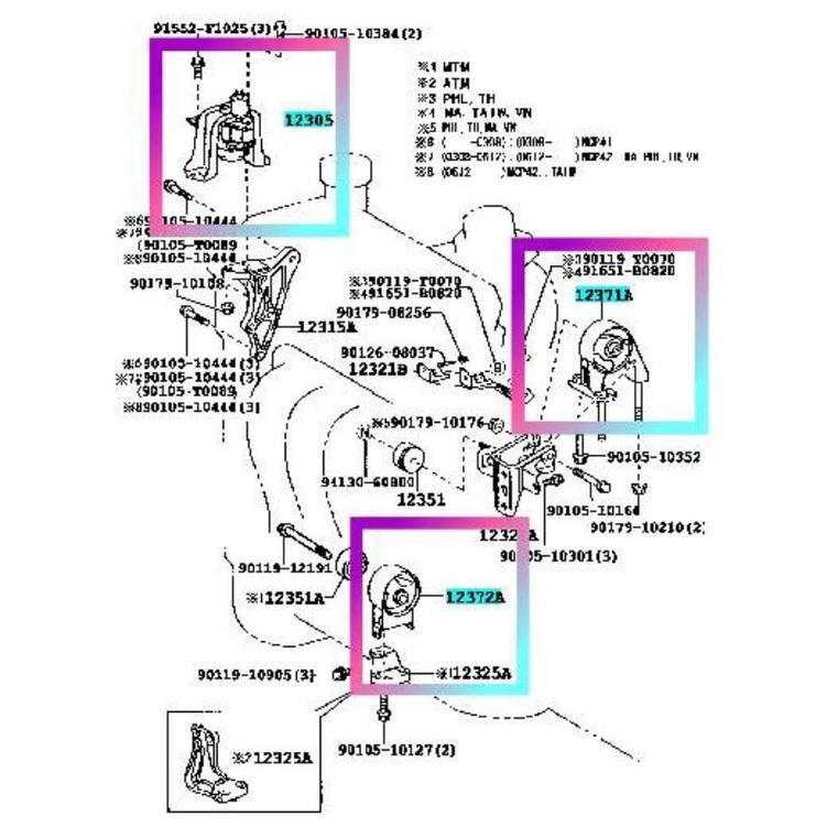 ยางแท่นเครื่อง / ยางแท่นเกียร์ เกียร์ออโต้ Toyota Vios NCP42 ( Toyota ...