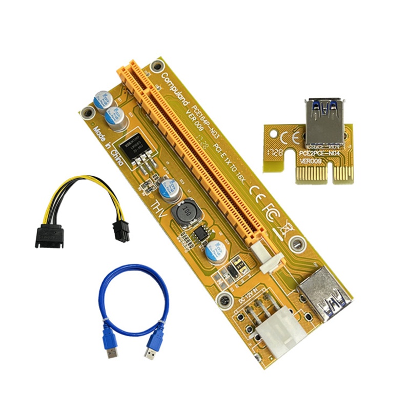 R* อะแดปเตอร์การ์ดไรเซอร์ 009S PCI-E VER009 PCIE 1X เป็น 16X 6Pin Power ...