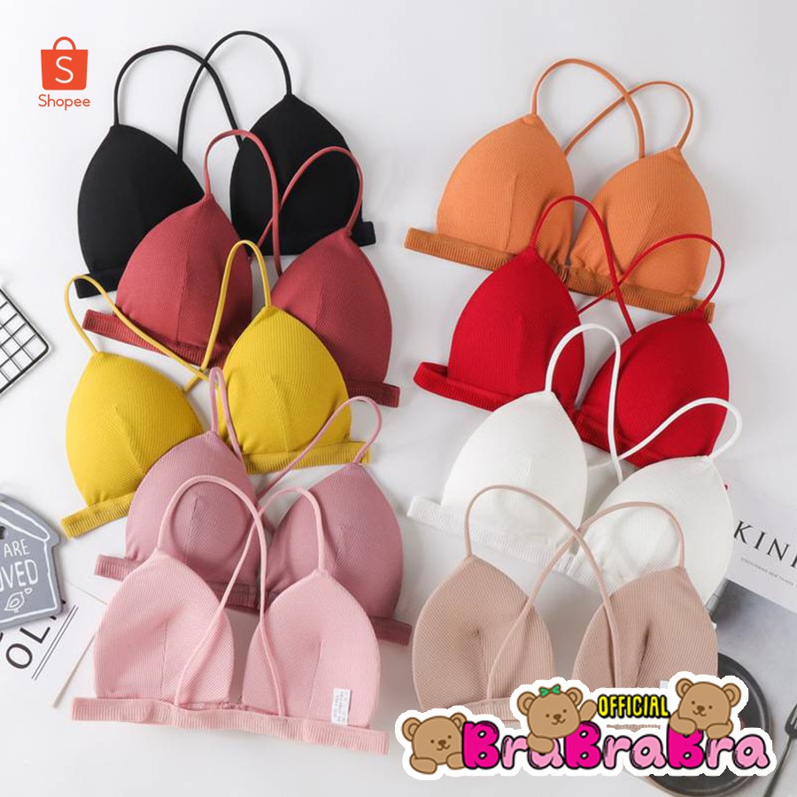 🧸💦𝑩𝒓𝒂𝑩𝒓𝒂𝑩𝒓𝒂⛱️🧸 #bra-098 บรา เสื้อใน ตะขอหน้า หลังไขว้ สีลูกกวาด | Shopee Thailand