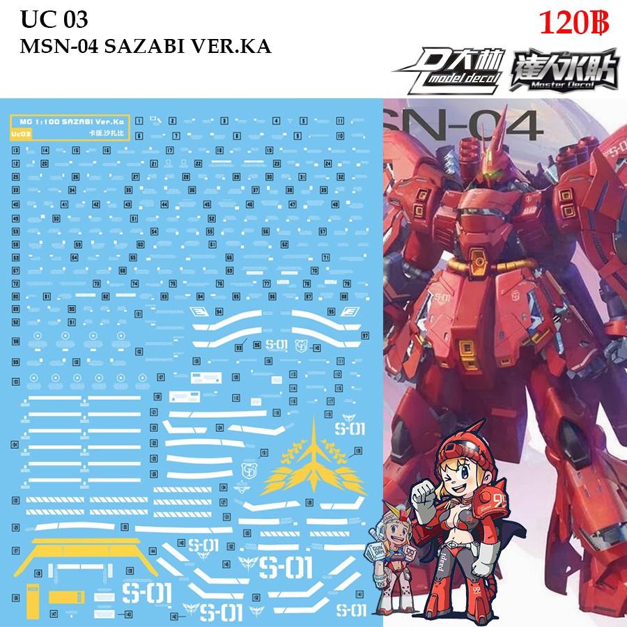 ดีคอลน้ำ [D.L. Darlin] UC03 UC35 MSN-04 SAZABI VER.KA MG 1/100 Water Decal UC 03 35 | Shopee ...