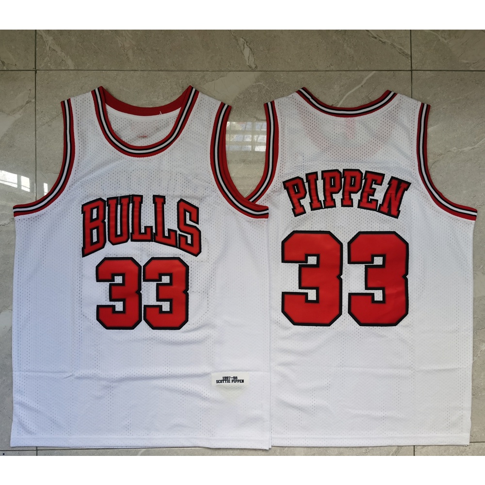 เสื้อกีฬา ปักลาย Chicago Bulls 33 Pippen Jersey สไตล์เรโทร | Shopee ...