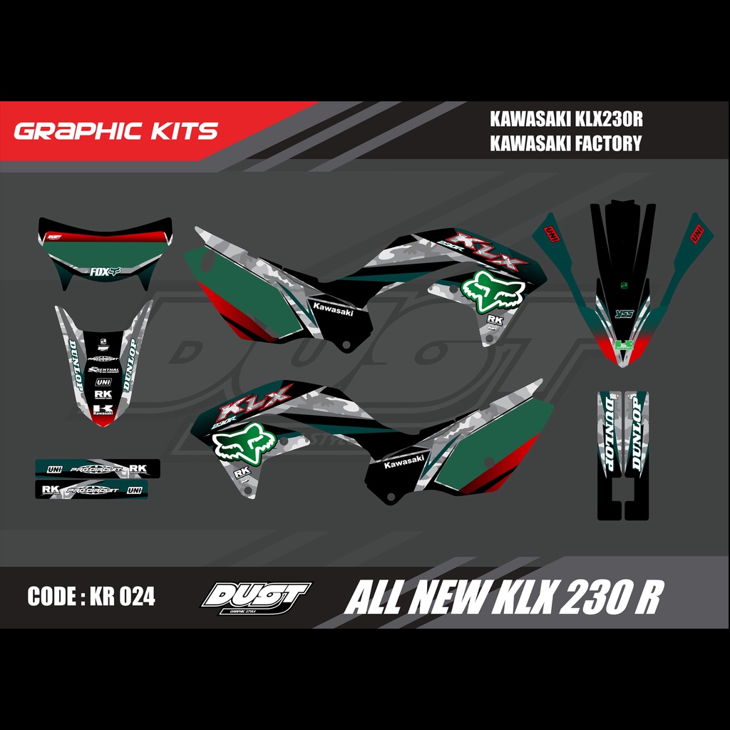 สติ๊กเกอร์วิบาก KAWASAKI KLX 230R ทั้งคัน Graphic kit สติ๊กเกอร์เคลือบ ...