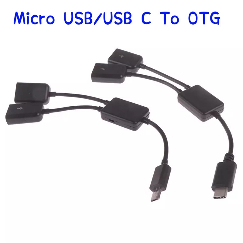 Micro USB/ประเภท C ถึง 2 พอร์ต OTG Dual ฮับสายเคเบิล Y Splitter สำหรับแท็บเล็ต Android เมาส์ ...