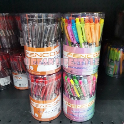 Pencom เพ็นคอม ปากกาหมึกน้ำมัน แบบกด หัวขนาด 0.5mm รุ่น OG-04 oil base gel pen ชุด 10 / 50 ด้าม ...