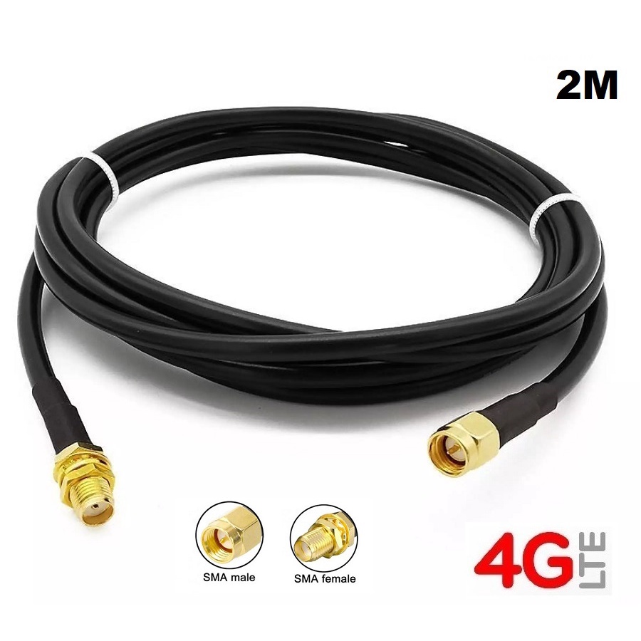 สาย RG58 Low loss 2 เมตร 4G 3G Extension Antenna Cable SMA Male to SMA ...