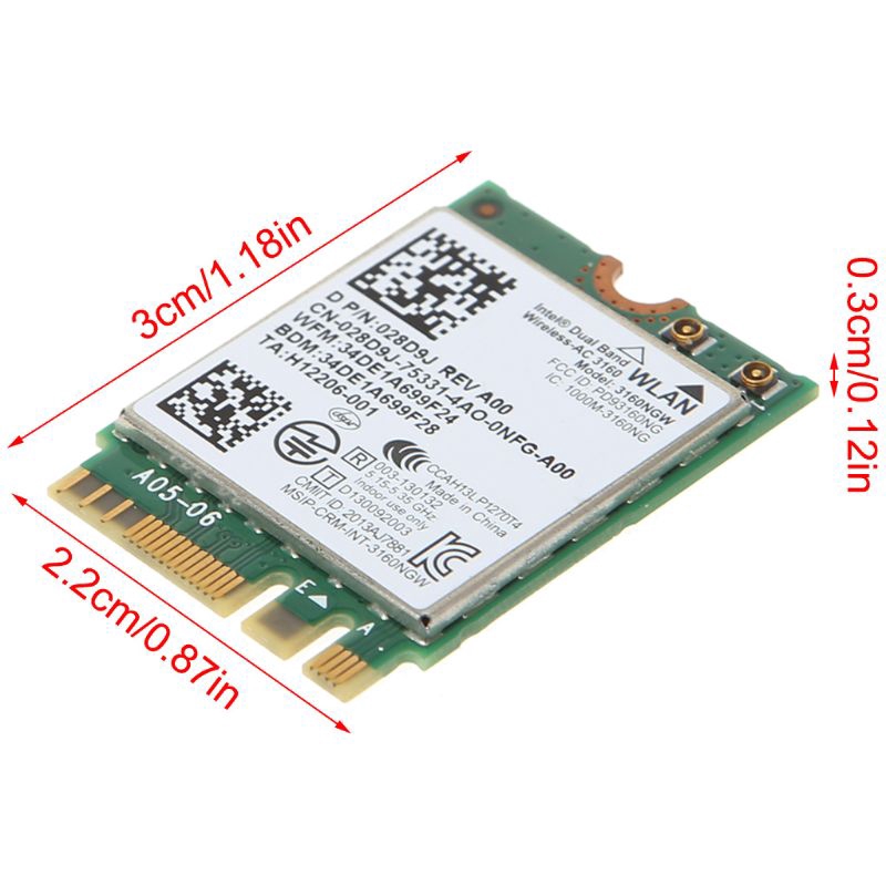 Intel Wireless - Ac 3160 3160 Ngw Dual Band Bluetooth 4 . 0 Ngff ...