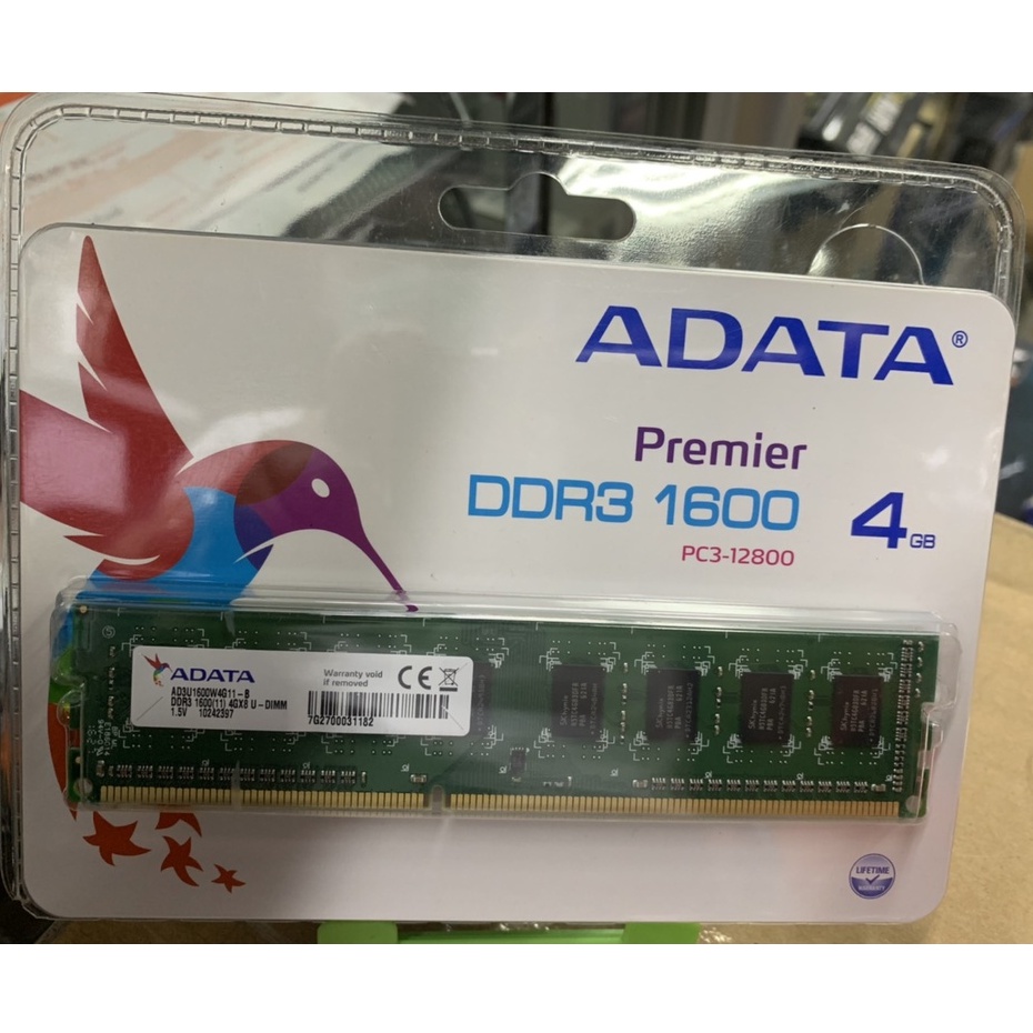 ADATA 4GB (4GBx1) DDR3/1600 RAM PC (แรมพีซี) | Shopee Thailand