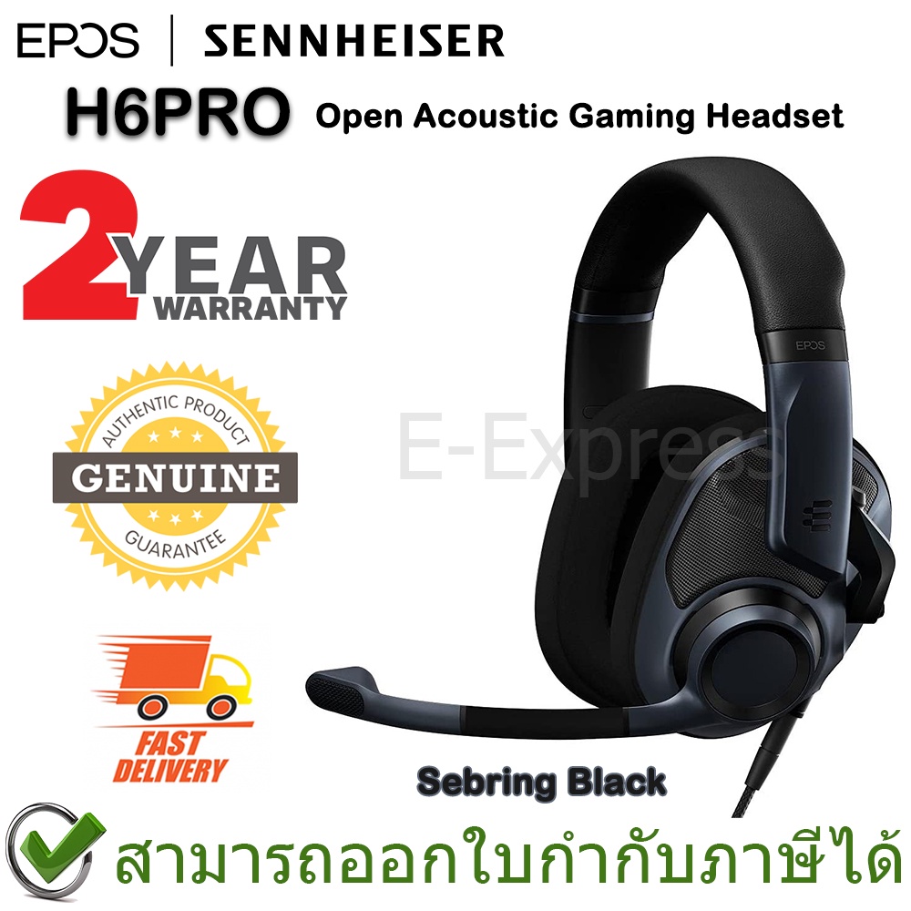 EPOS (Sennheiser) H6PRO Open Acoustic Gaming Headset หูฟังเกมมิ่ง สีดำ ของแท้ ประกันศูนย์ 2ปี ...