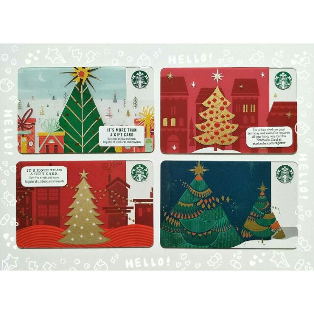 ประเทศอเมริกา US Starbucks Card "Christmas Tree" บัตรสตาร์บัค การ์ด ...
