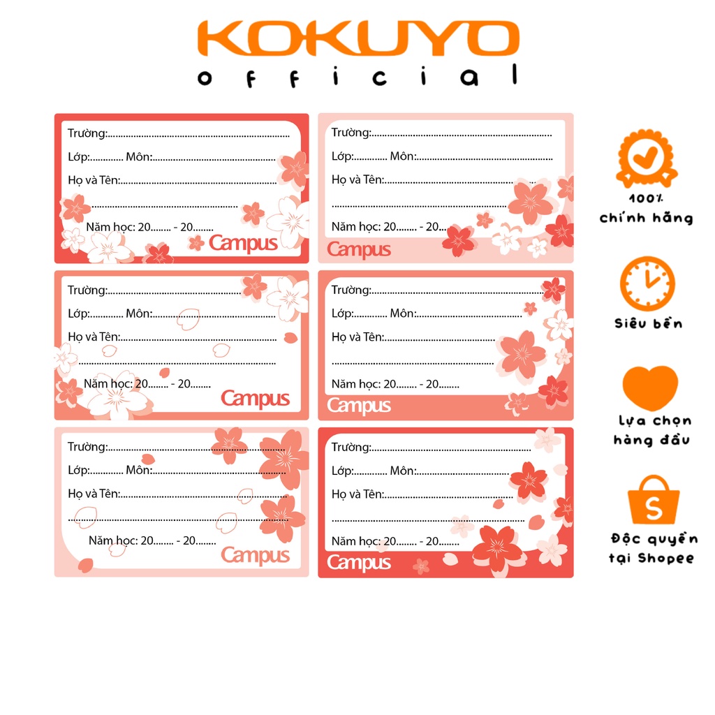 Bag Of 18 Campus Series Rain Of Sakura Student Notebook Labels | Shopee ...