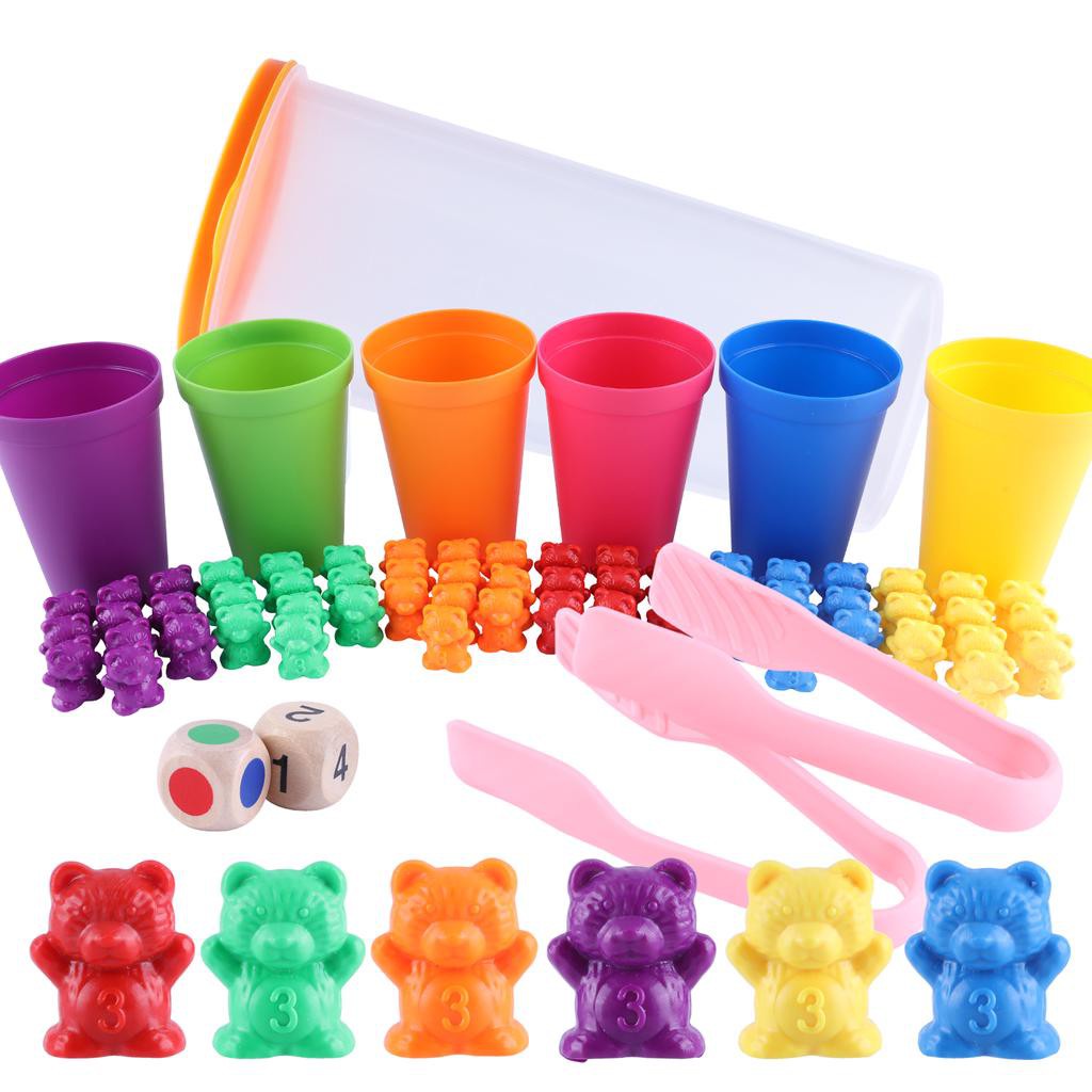 Counting Bears Set Matching Sorting Cups Bear Counters Dice | Shopee ...