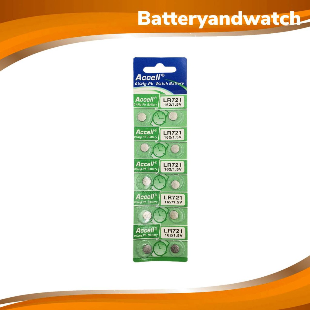ถ่านกระดุม Accell LR721 , 721 0% Hg Pb Battery 1.5V แพ็ค 10 เม็ด ...