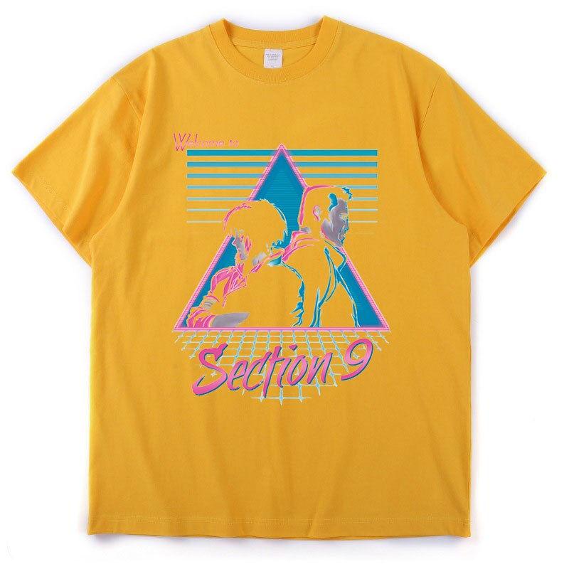 เสื้อผ้าผชเสื้อยืดแขนสั้น ผ้าฝ้าย พิมพ์ลายอนิเมะ Ghost In The Shell ...