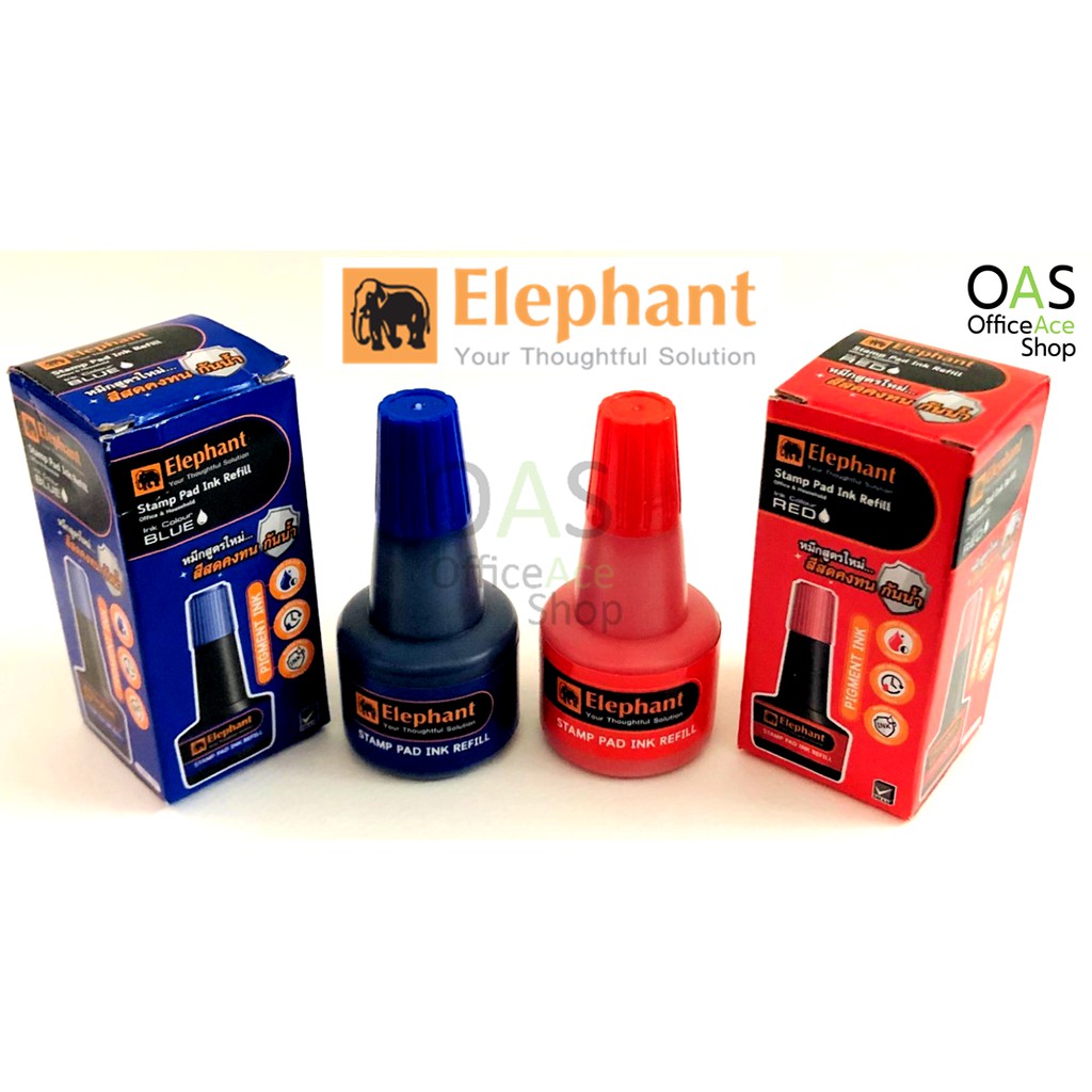 ELEPHANT Stamp Pad Ink Refill หมึกเติมแท่นประทับตรายาง ตราช้าง 30ml ...