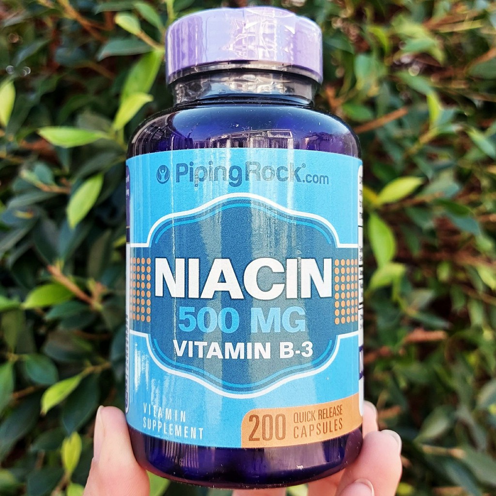 ไนอะซิน วิตามินบี 3 Niacin 500 mg 200 Quick Release Capsules (Piping ...