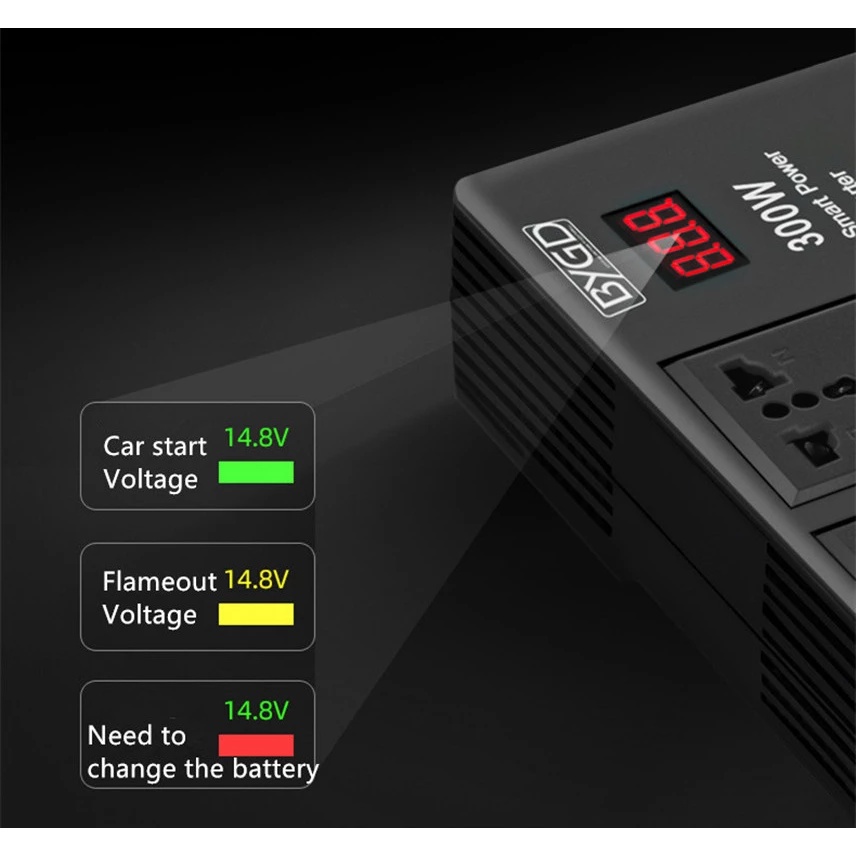 300W ปลั๊กจุดบุหรี่ Smart Power Inverter DC 12V to AC 220V 50Hz w/4 USB ...