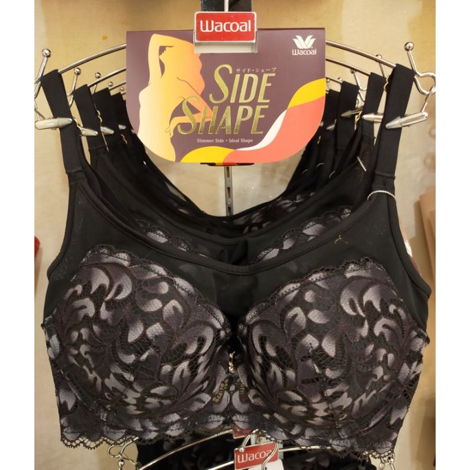 Wacoal SIDE SHAPE WIRE BRA 3/4 คัพ โฟมบาง ลายลวด มีปีกด้านข้างกว้าง สี ...