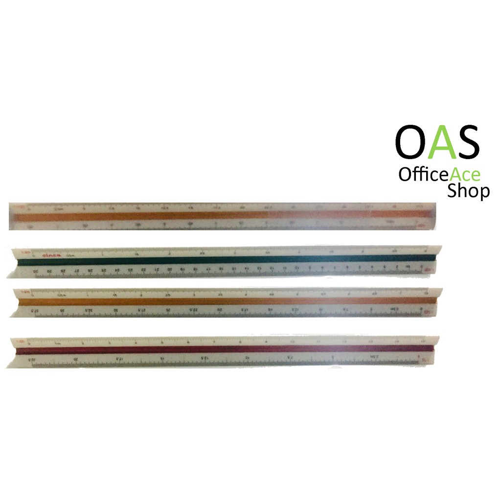 INCA Triangular Scale Ruler อินคา สเกลสามเหลี่ยม สเกลต่ำ [1:20, 1:25, 1 ...