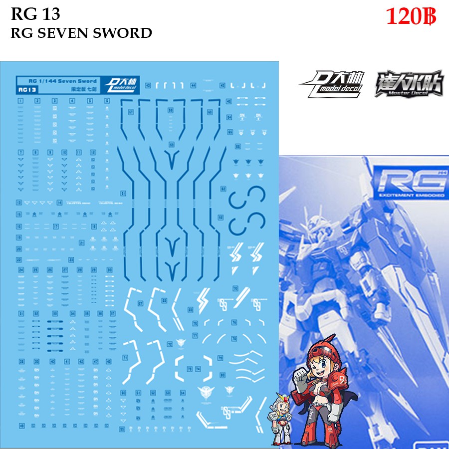 ดีคอลน้ำ [D.L. Darlin] RG13 OO GUNDAM SEVEN SWORD RG 1/144 Water Decal ...