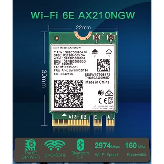 Wi-fi 6E Intel AX210 อะแดปเตอร์การ์ดไร้สาย บลูทูธ 5.2 + 3000Mbps 2.4Ghz ...