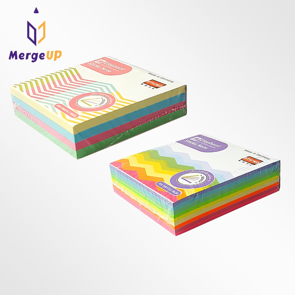 กระดาษโน๊ต กาวในตัว ตราช้าง Elephant สีพาสเทล สีนีออน ขนาด 3x3 นิ้ว ...