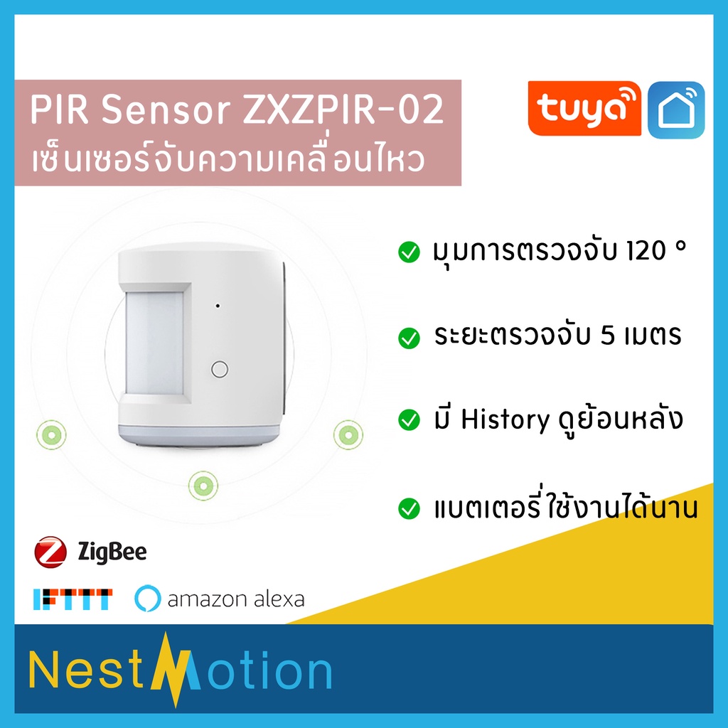Tuya Zigbee PIR Sensor ZXZPIR-02 เซ็นเซอร์จับความเคลื่อนไหว Zigbee ใช้กับ Tuya Gateway | Shopee ...
