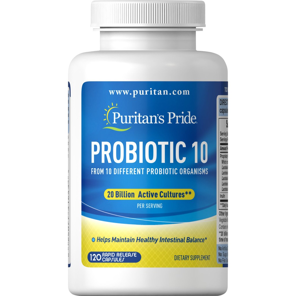 Probiotic 10 ( 20 billion live Probiotic ) 120/240 Capsules Puritan's ...
