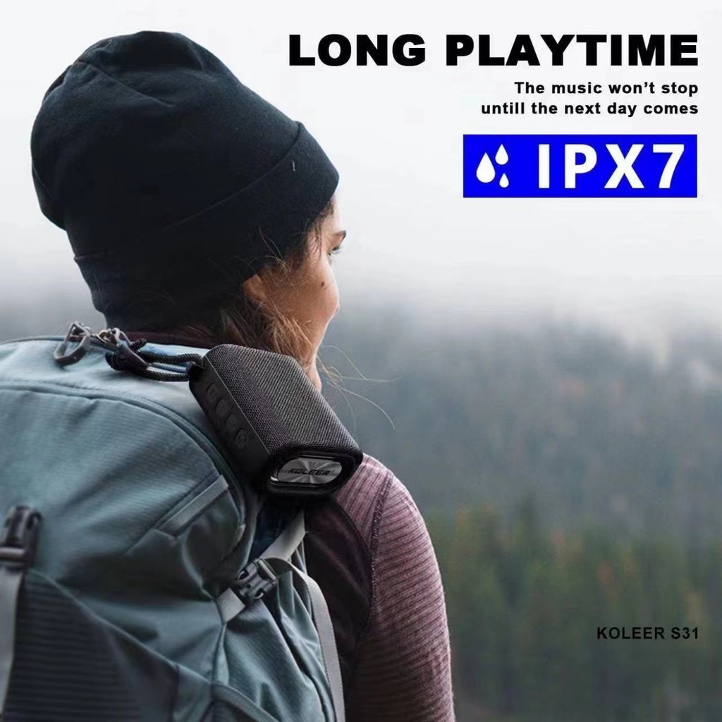 KOLEER S31 ลำโพงบลูทูธ กันน้ำ 10W FM/AUX/USB/TF เหมาะสำหรับสายเที่ยว ...