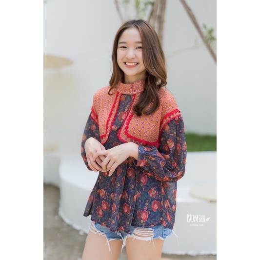 Numsha Brand เสื้อแขนยาวลายดอก / NB21009 | Shopee Thailand