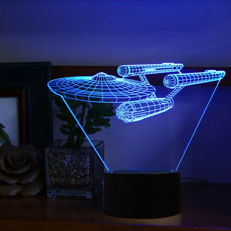 Star Trek USS Enterprise 三维 อะคริลิค LED 7 สี Night Light Touch โคมไฟ ...