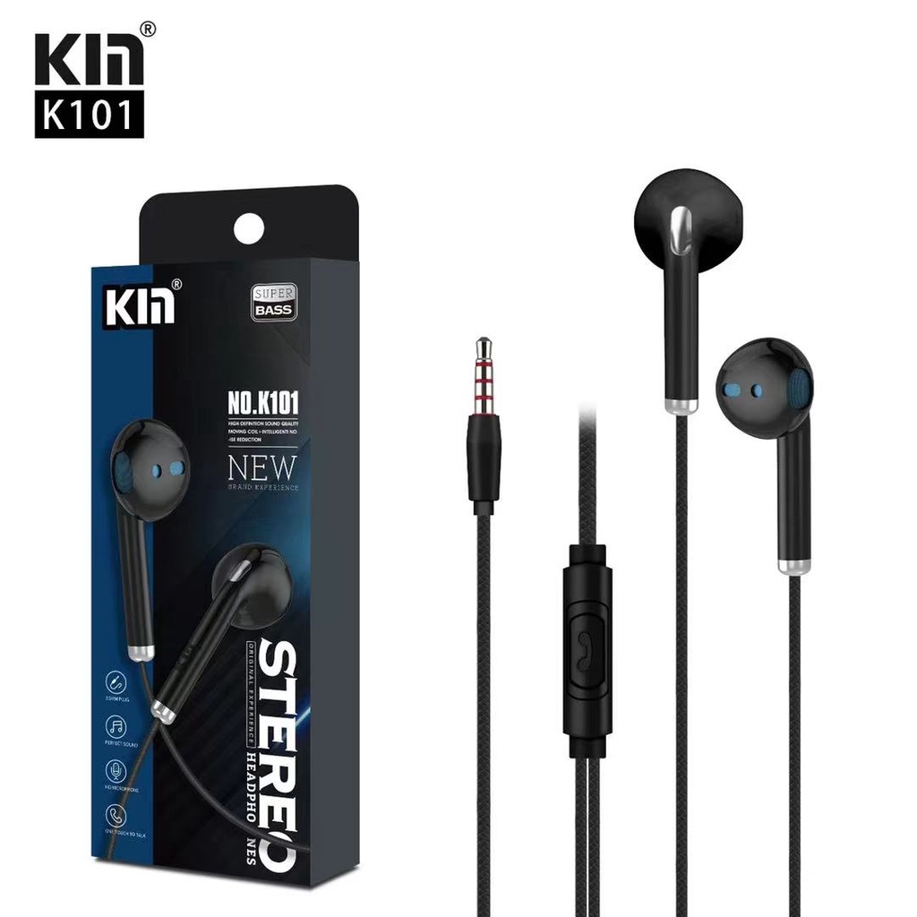ของแท้ 100% KIM K101 Stereo Sound หูฟัง หูฟังสำหรับโทรศัพท์ทุกรุ่น ...