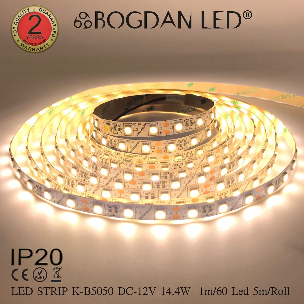 LED STRIP K-B5050-4000K DC-12V CRI≥70 14.4W/1M IP20 ยี่ห้อBOGDAN LED ...