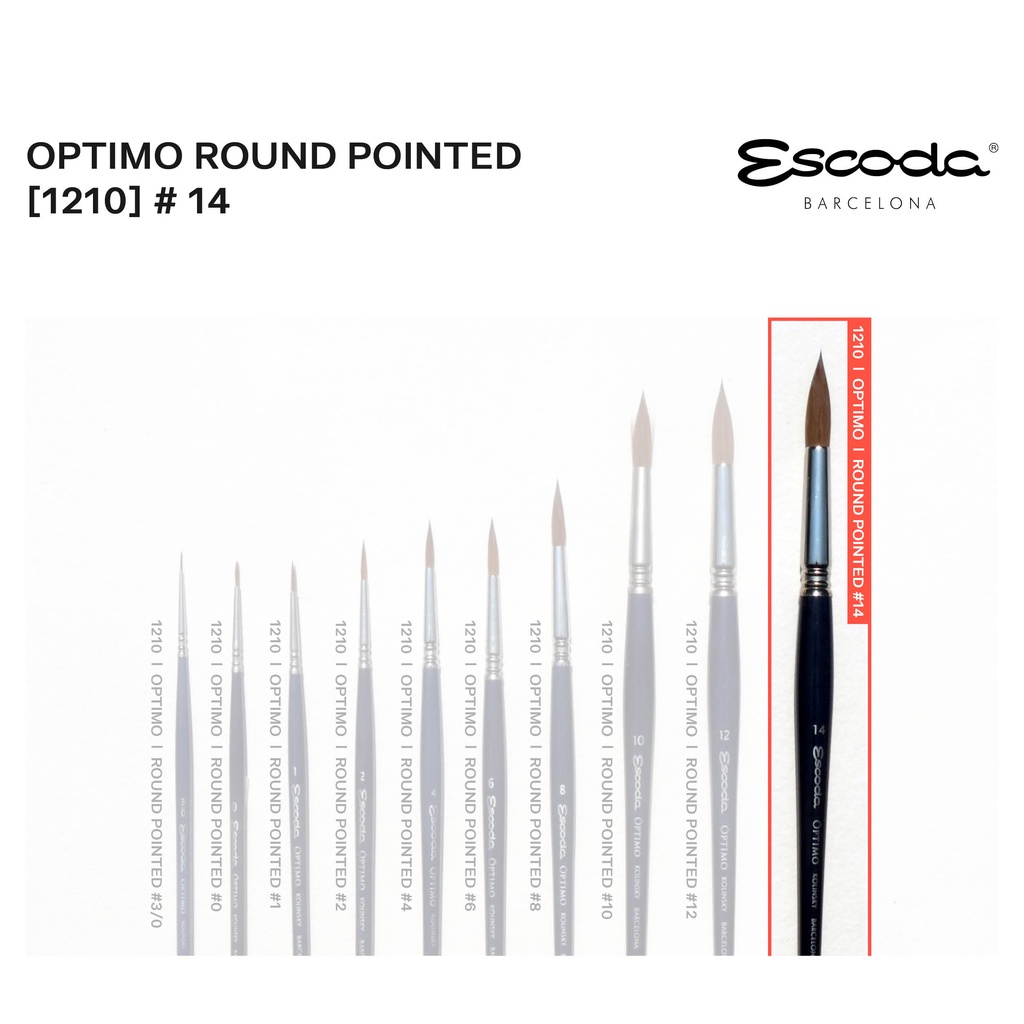 ESCODA พู่กันสีน้ำ สีอคิลิค สีน้ำมัน หัวกลม ขนโคลินสกี้ี้ (E212101400) / OPTIMO ROUND POINTED ...