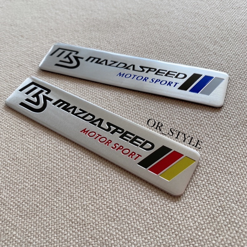 โลโก้ MS MAZDASPEED เพลทอลูมิเนียมบาง ขนาด 12x2.6cm | Shopee Thailand