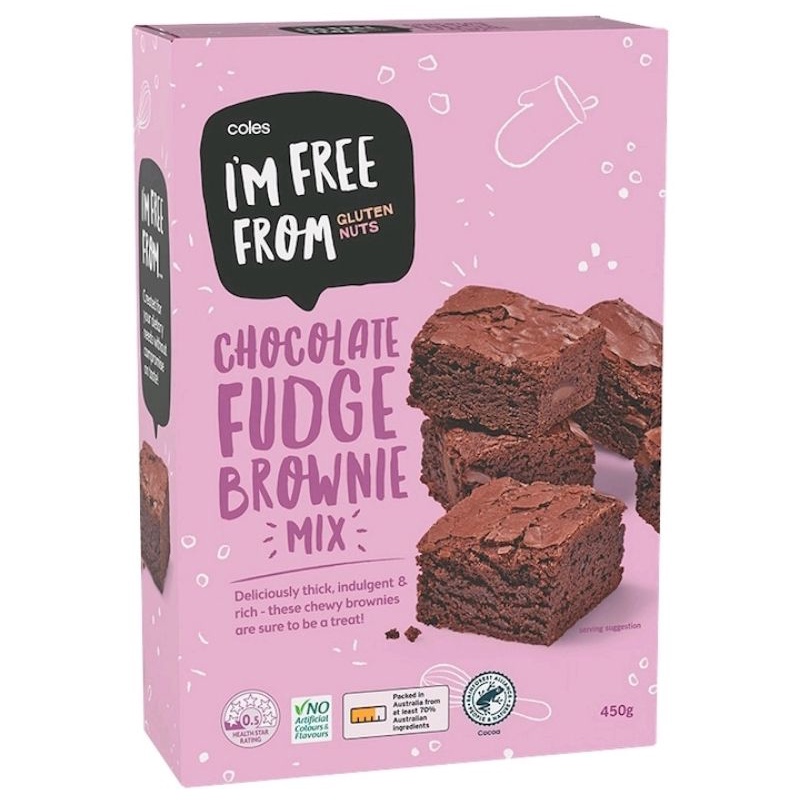 แป้งทำบราวนี่ฟัดจ์ สูตรไร้กลูเตนและถั่ว Coles Chocolate Fudge Brownie ...