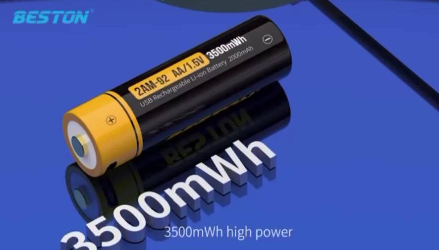 ถ่านชาร์จ Beston AA 1.5V 3500mWh Micro USB Li-ion Battery 2 ก้อน ...
